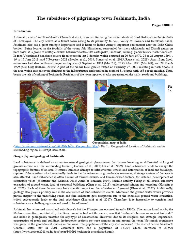 Joshimath Land Subsidence Issues Explained | PDF | Groundwater | Erosion