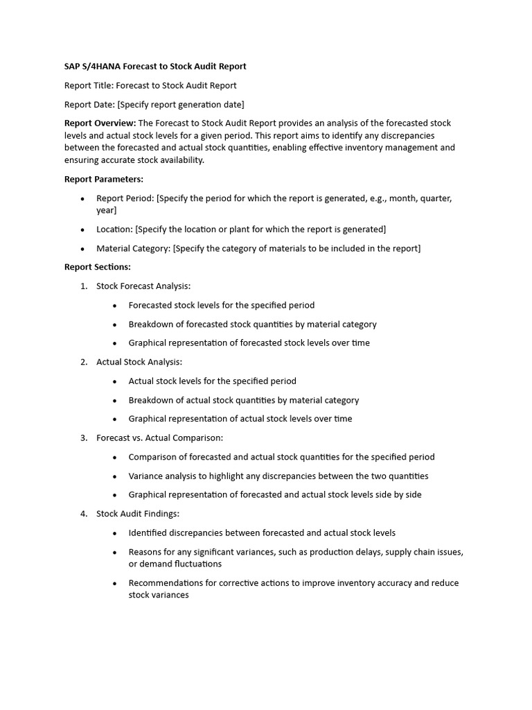 SAP S4 HANA F2S Audit Report | PDF | Forecasting | Audit