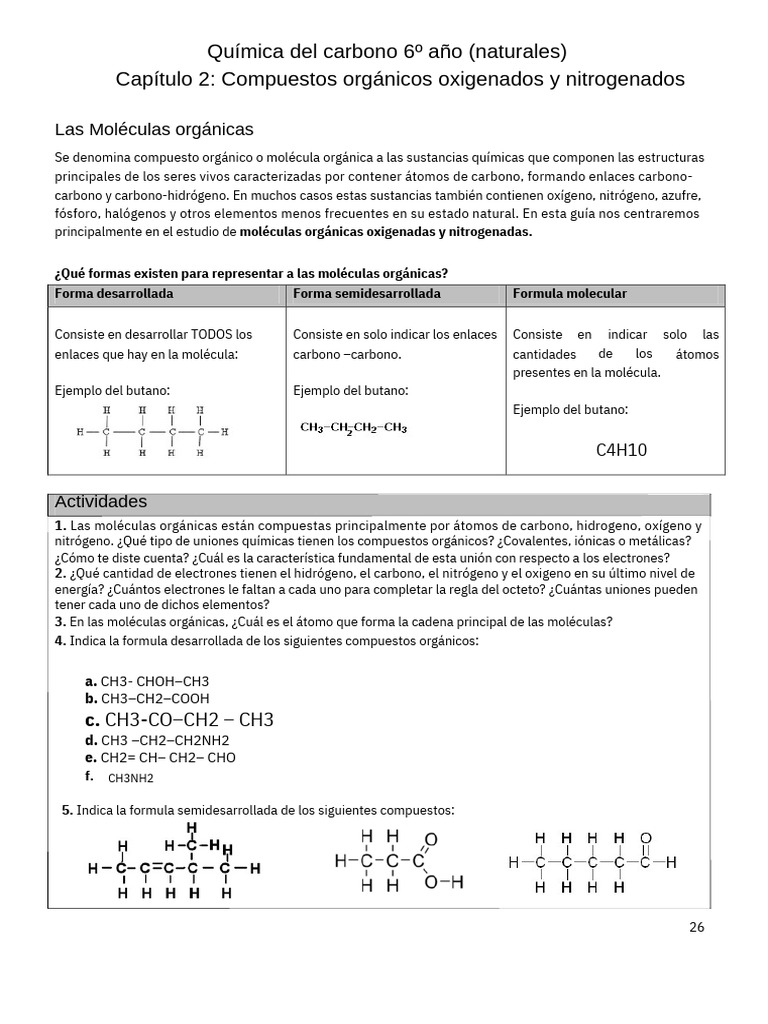 Guía de Moléculas Orgánicas y Grupos Funcionales | PDF | Compuestos ...