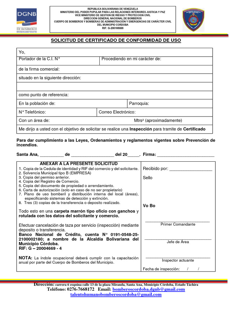 Solicitud de Inspeccion de Seguridad | PDF | Documento de identidad
