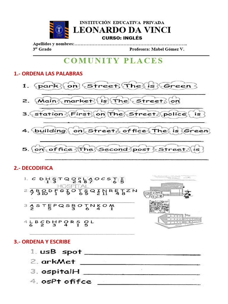 Comunity Places - 3° | PDF | Artes del Lenguaje y Comunicación ...