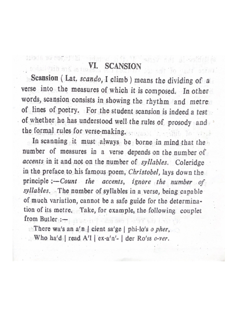 SCANSION From The Book Elements of Rhetoric and Prosody | PDF
