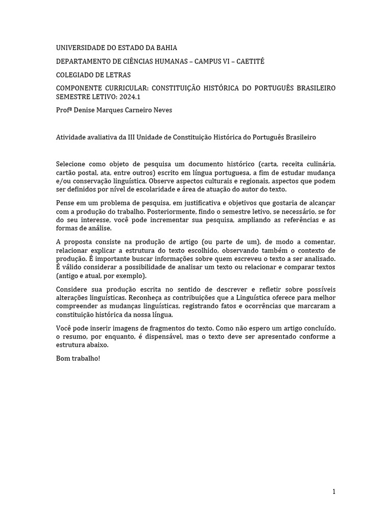 Análise da Bula da Diocese de Caetité | PDF | Português (idioma) | Tempo