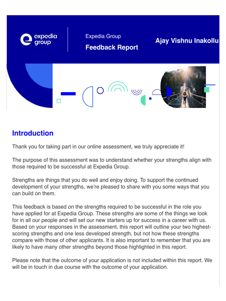 Expedia Group Strengths Feedback Report | PDF | Curiosity | Cognition