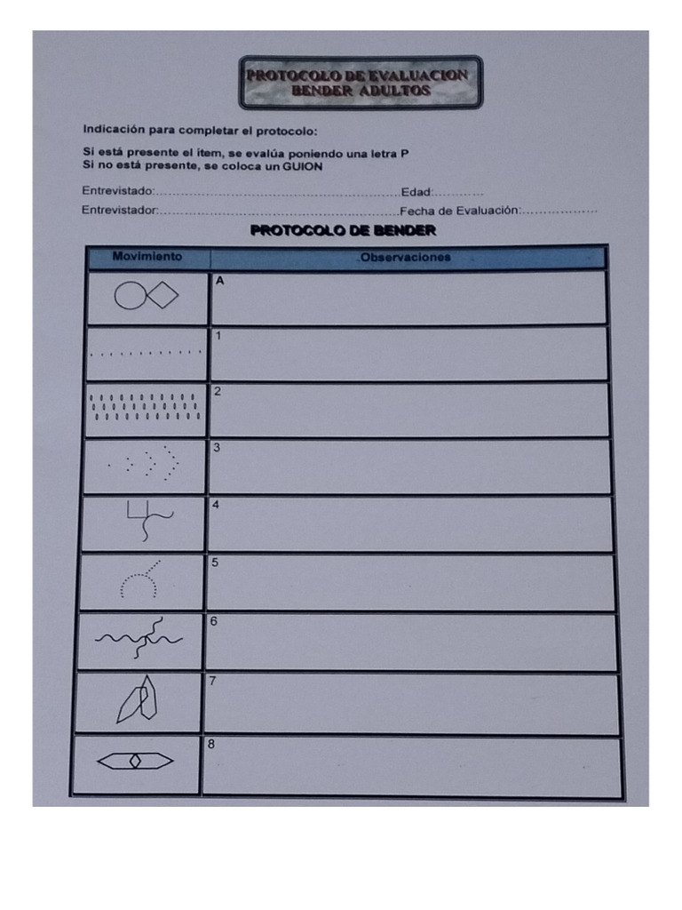 Protocolo de Bender | PDF