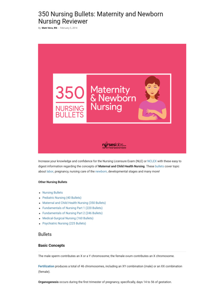 350 Nursing Bullets Maternity and | PDF | Childbirth | Pregnancy