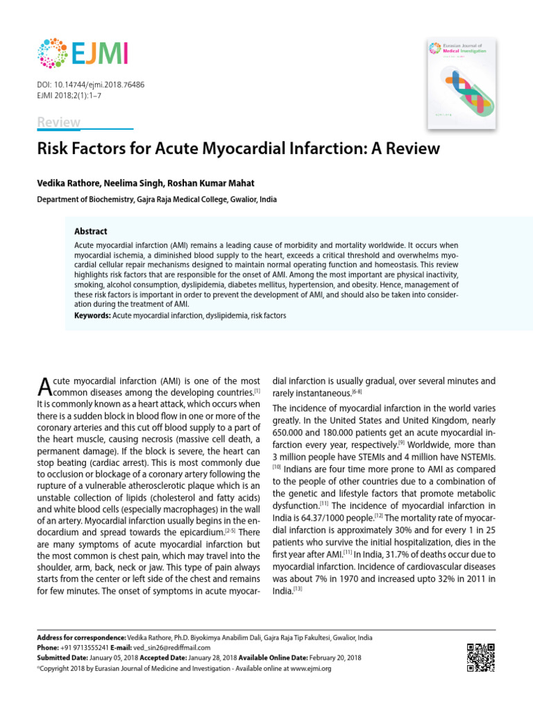 Risk Factors For Acute Myocardial Infarction A Review-76486 | PDF ...
