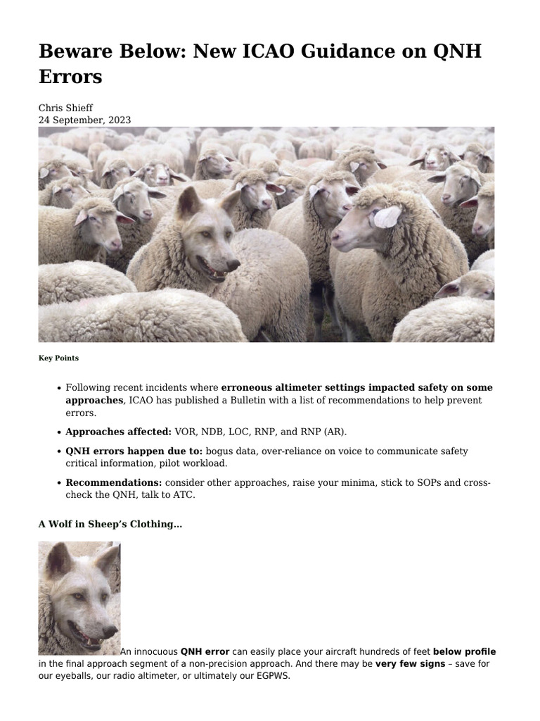 Beware Below New Icao Guidance On QNH Errors | PDF | Aviation Safety ...