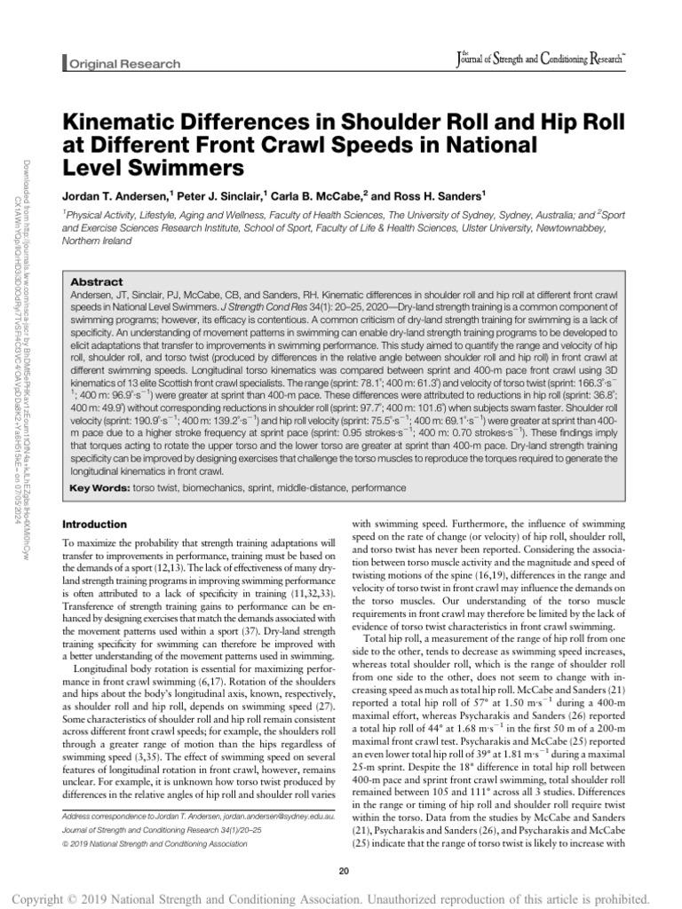 Kinematic Differences in Shoulder Roll and Hip.3 | PDF | Swimming ...