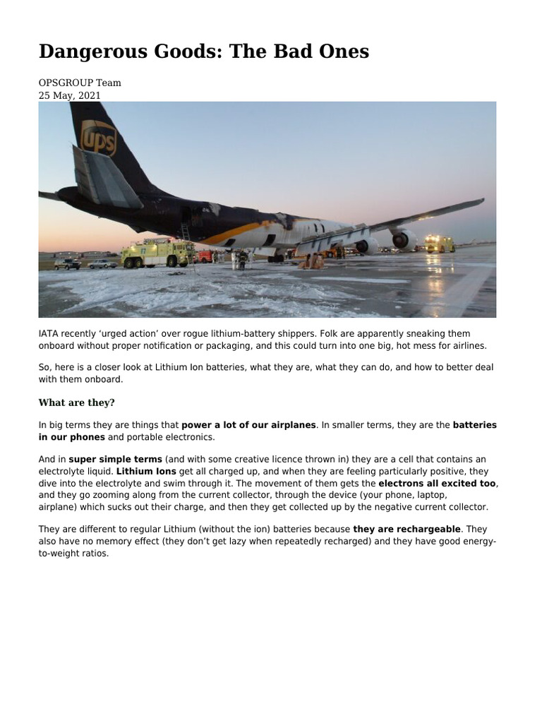 Dangerous Goods The Bad Ones | PDF | Lithium Ion Battery | Rechargeable ...