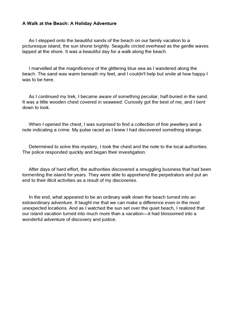 A Walk at The Beach (Adjectives) | PDF