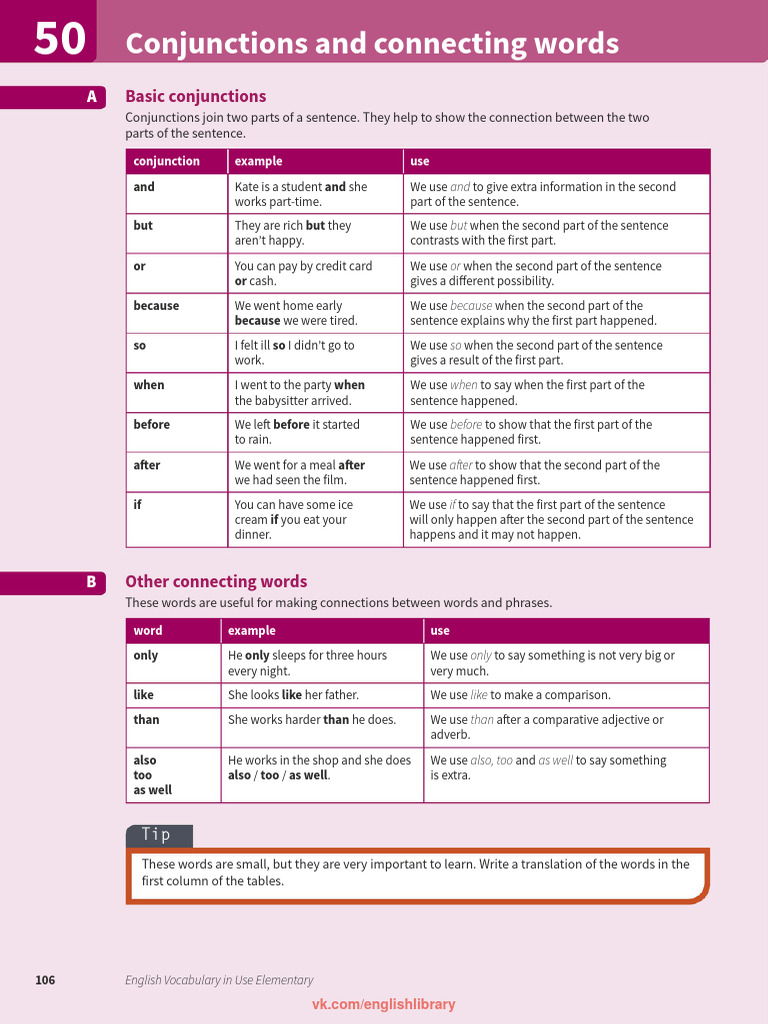 50 Conjunctions and Connecting Words | Download Free PDF | English Language | Linguistic Morphology