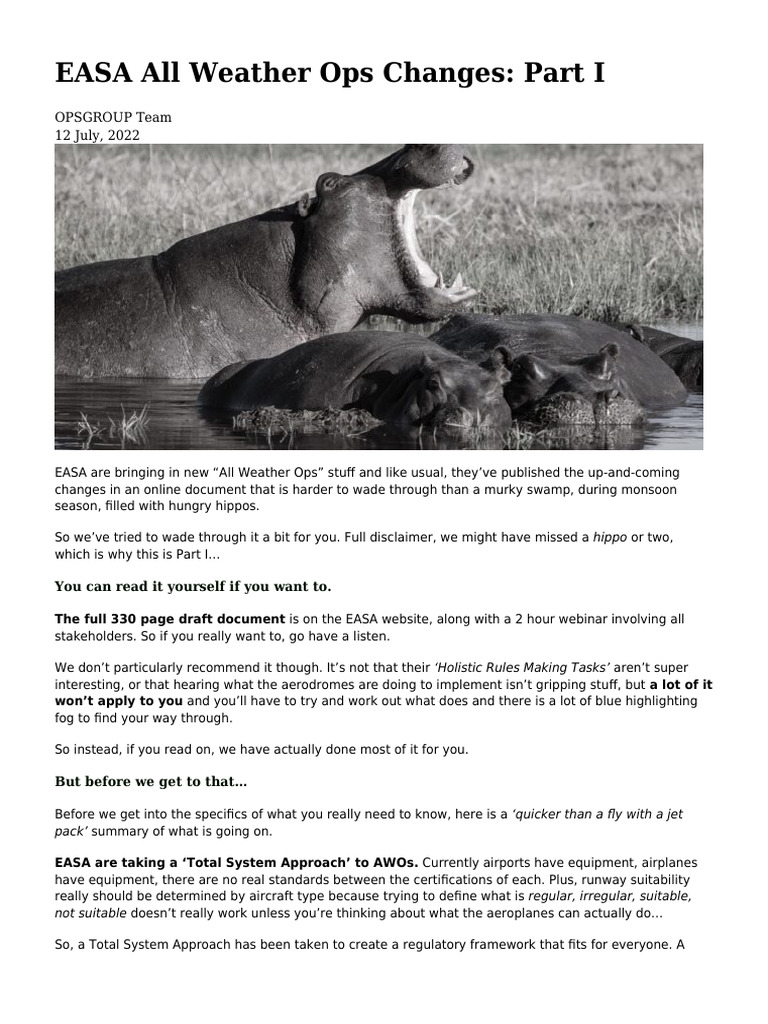 Easa All Weather Ops Changes Part I | PDF | Transport | Aeronautics