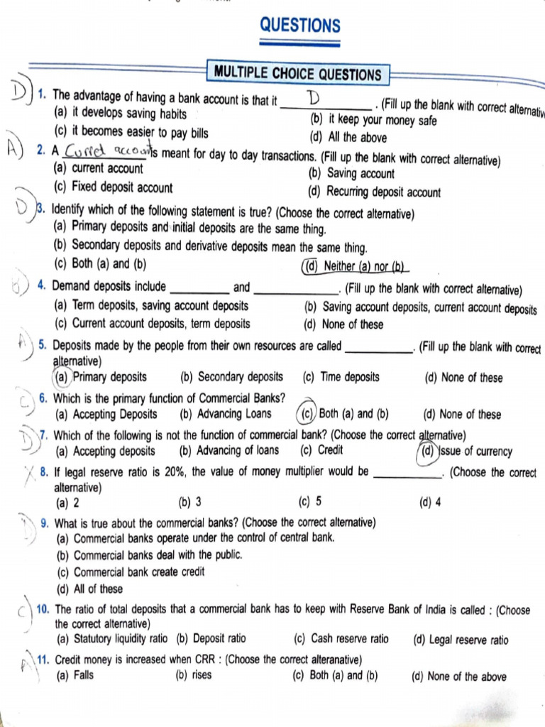 CS Chapter 7 MCQ Answers | PDF | Collateral (Finance) | Banks