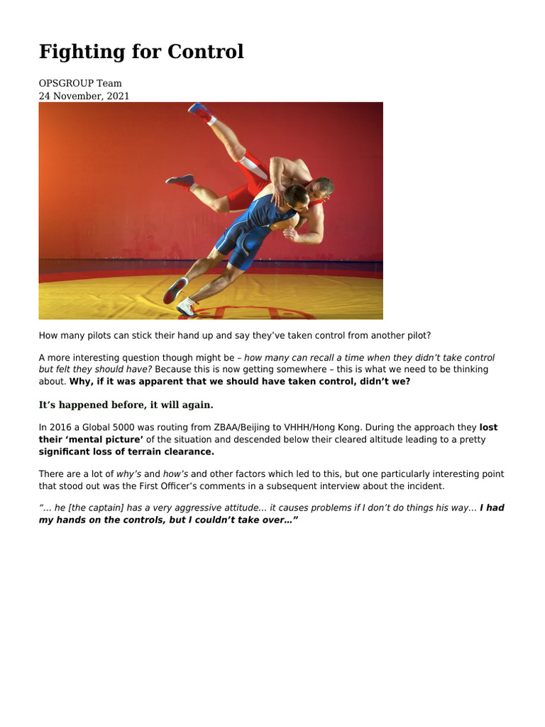 Fighting For Control | PDF | Experience | Thought