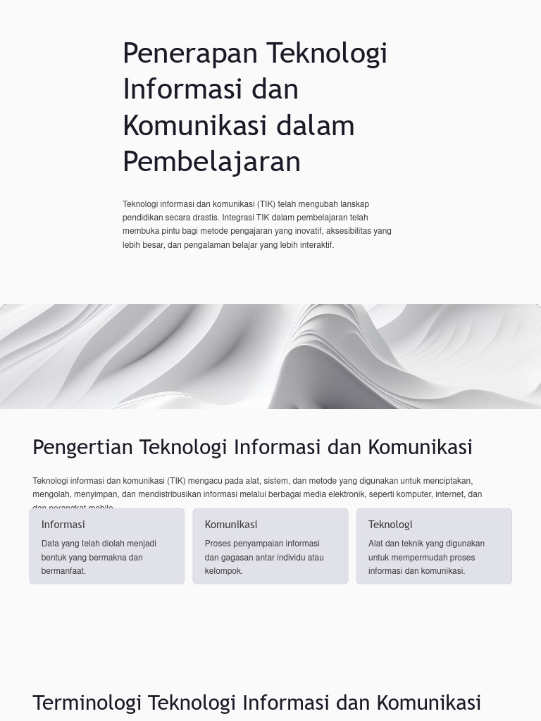 Penerapan Teknologi Informasi Dan Komunikasi Dalam Pembelajaran | PDF