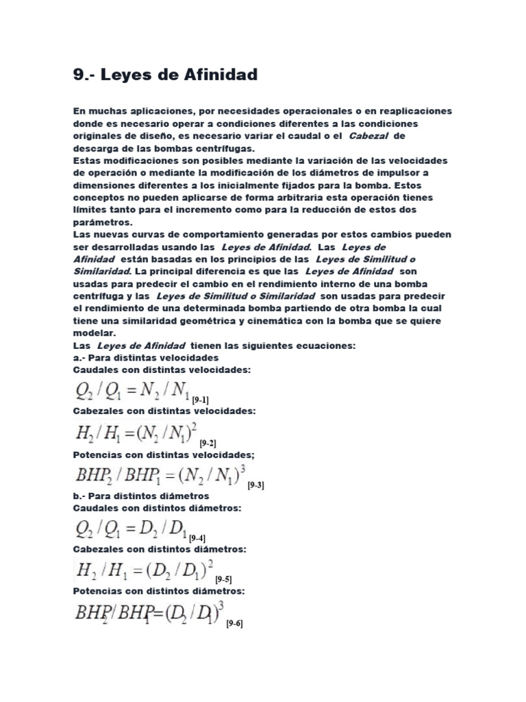 Leyes de afinidad de Bombas | PDF | Bomba | Ingeniería mecánica