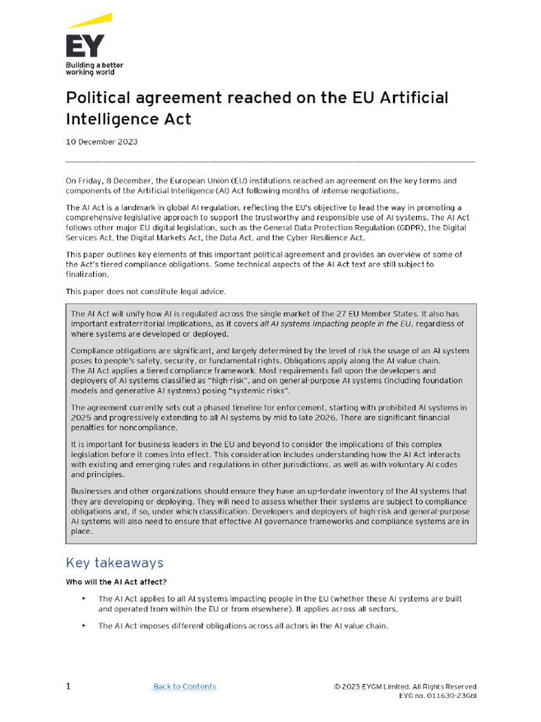 EU AI Act -Political-agreement-overview-10-december-2023 | PDF ...
