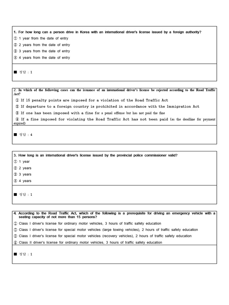 2020 Driver's License Exam (ENGLISH) | PDF | Traffic | Driver's License