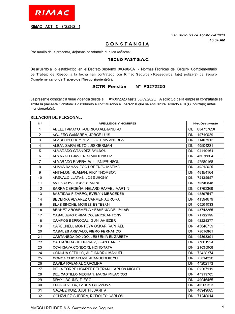 SCTR Pension | PDF | Seguro | Riesgo financiero