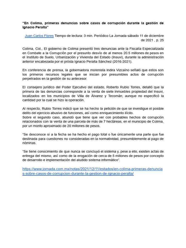 Notas Periodisticas | PDF | Corrupción política | Gobierno