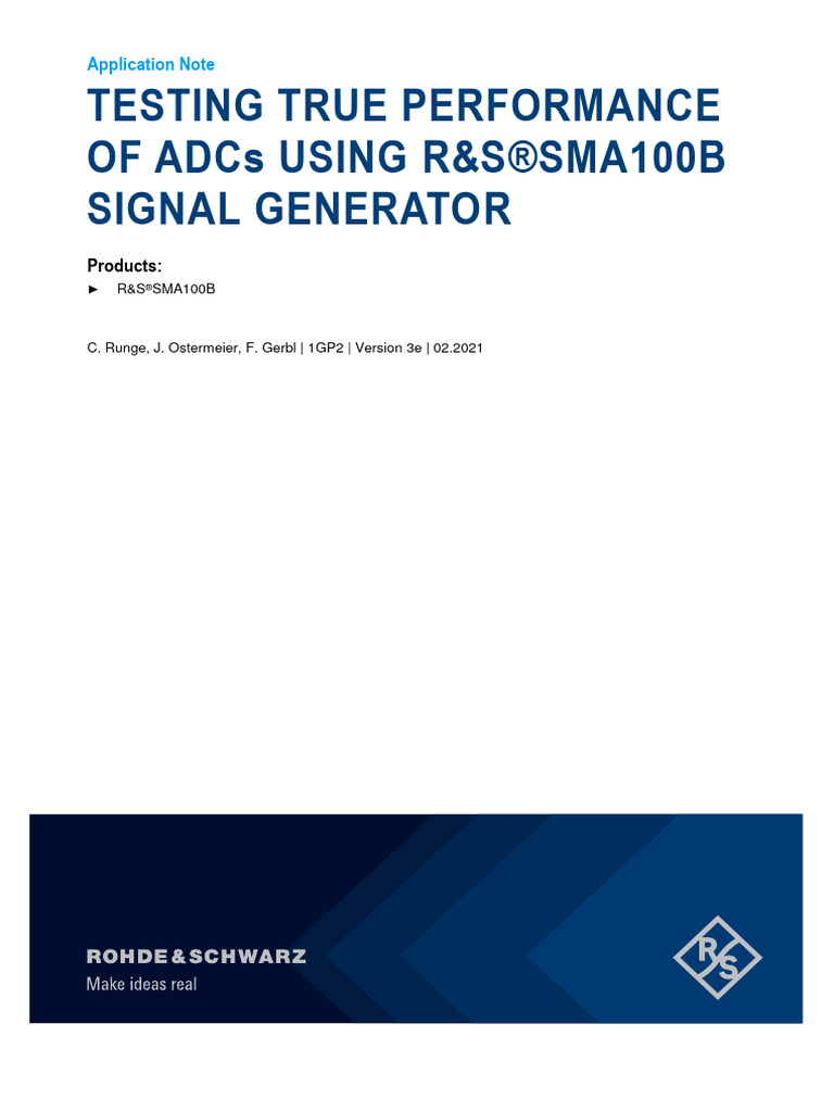 Testing True Performance of Adcs Using R&S®Sma100B Signal Generator ...