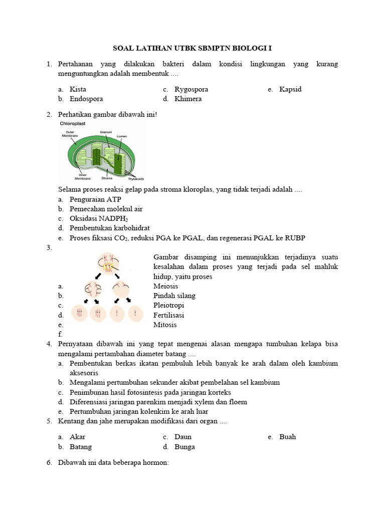 Soal Latihan Utbk SBMPTN Biologi I | PDF | Sains & Matematika