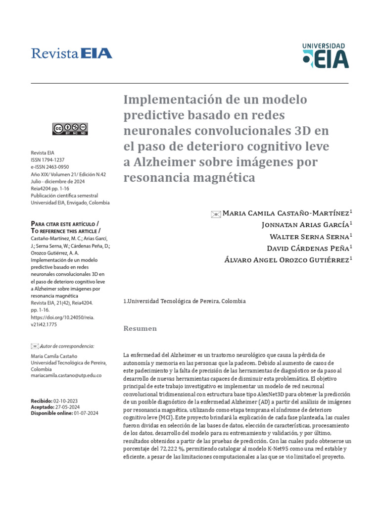 Modelo Predictivo 3D para Alzheimer | PDF | Alzheimer's Disease ...