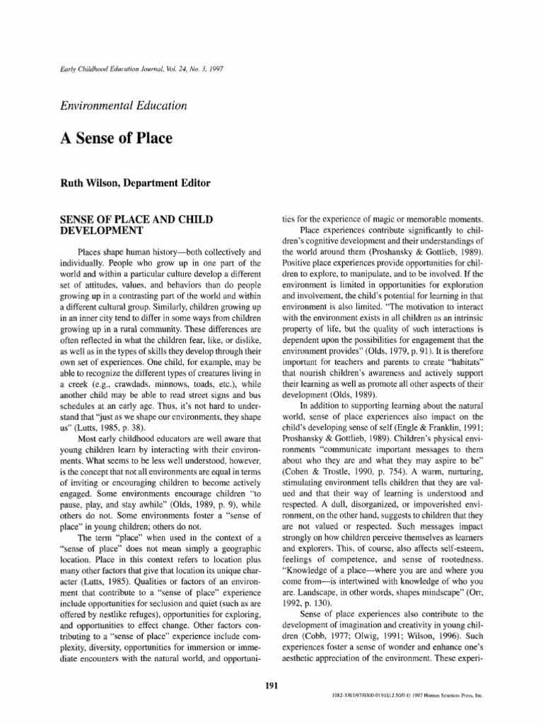 A Sense of Place Ass 2 Ref | PDF | Experience | Learning
