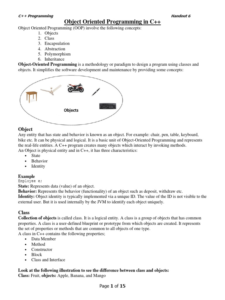 6 C++ Classes and Objects - Handout 6 PDF | PDF | Object Oriented Programming | Method (Computer ...