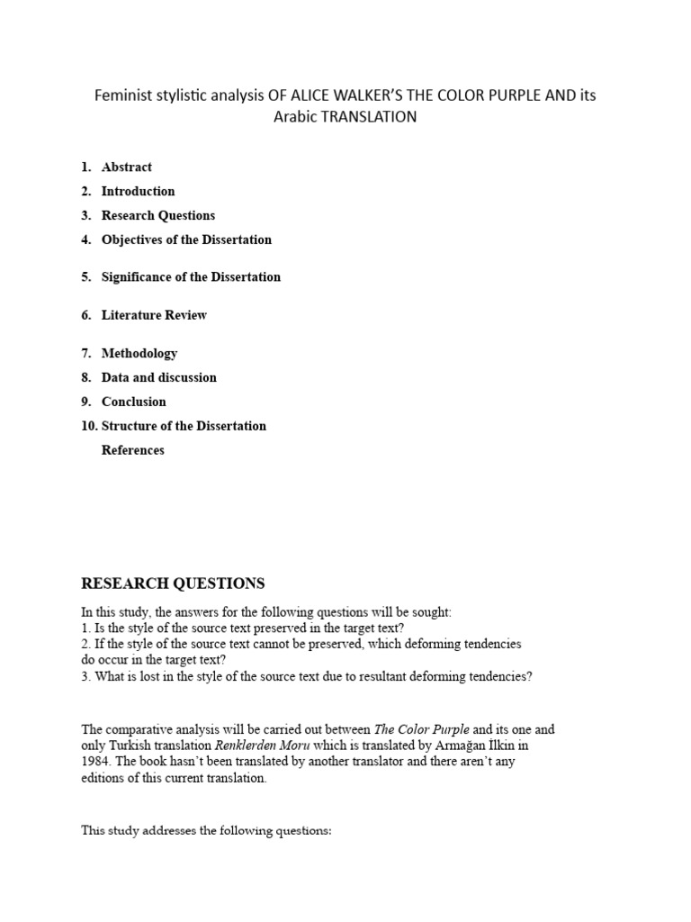 Sylistic Analysis of Color Purple | PDF | Translations | Feminism