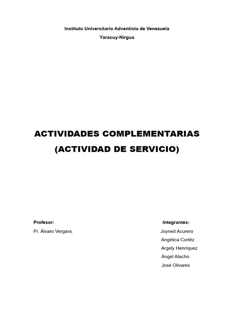 Actividades Complementarias Actividad de Servicio | PDF