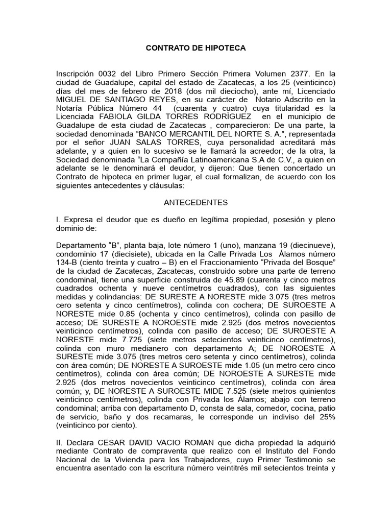 CONTRATO HIPOTECA Correcto | PDF | Pagos | Ley común
