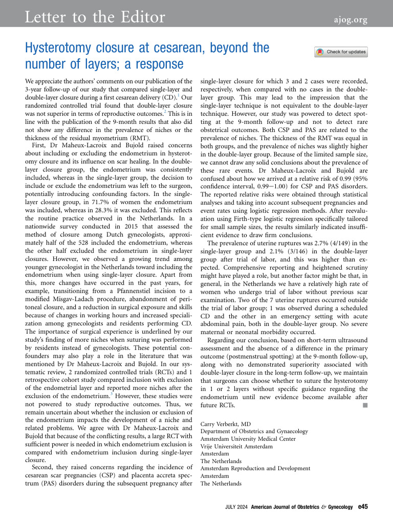 Hysterotomy Closure at Cesarean, Beyond The Number | PDF | Randomized ...