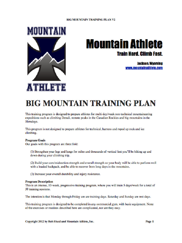 Mountain Athlete Workout Plan | PDF
