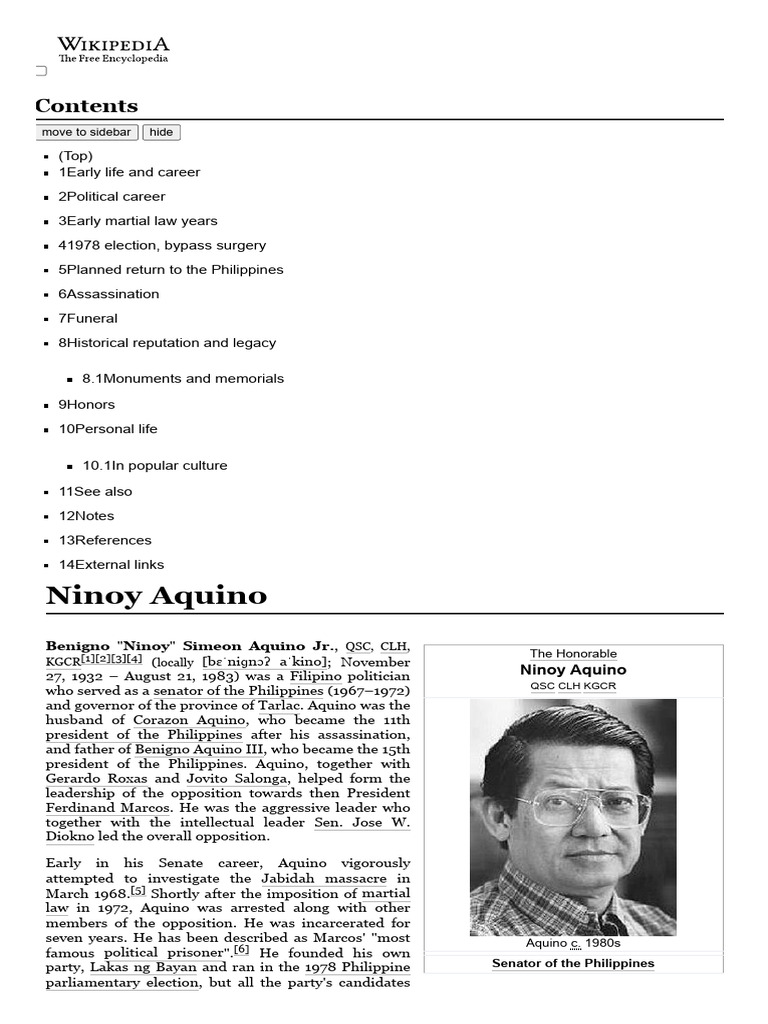 3 - Ninoy Aquino - Wikipedia | PDF | Corazon Aquino | Philippines