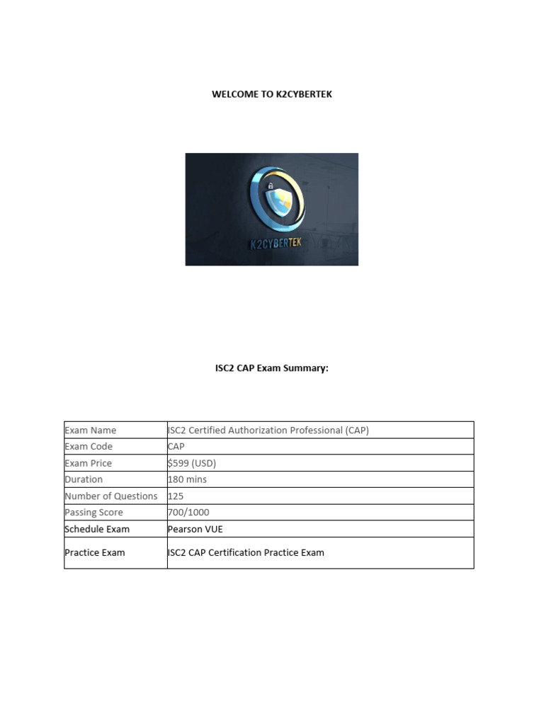 ISC2 CAP Exam Summary | PDF | Risk | Information Security