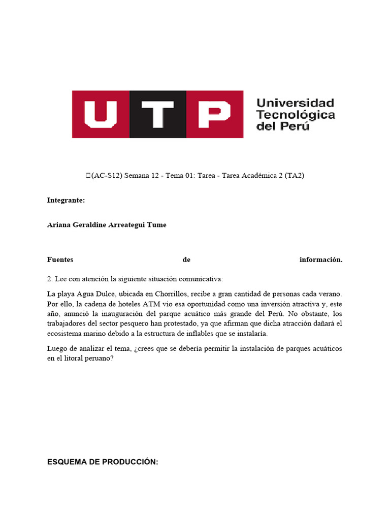 ? (AC-S12) Semana 12 Tema 01 Tarea Tarea Académica 2 (TA2) | PDF | Perú ... ? (AC-S12) Semana 12 Tema 01 Tarea Tarea Académica 2 (TA2) | PDF | Perú ...