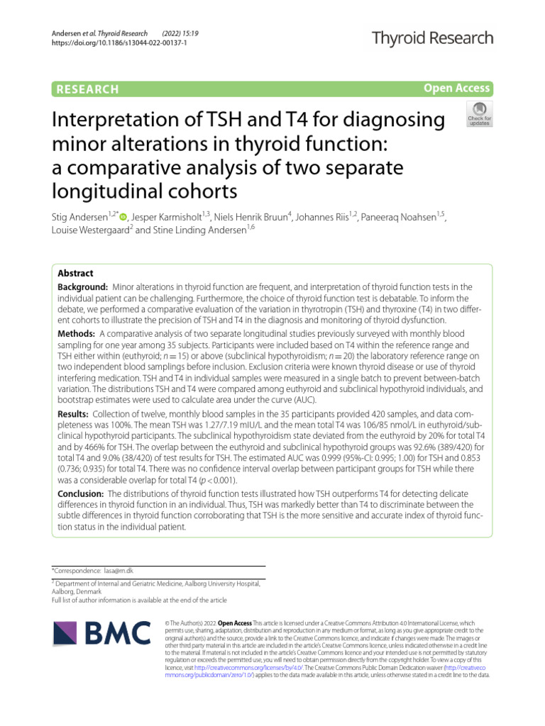 Interpreting Thyroid Function Tests | PDF | Thyroid Stimulating Hormone ...