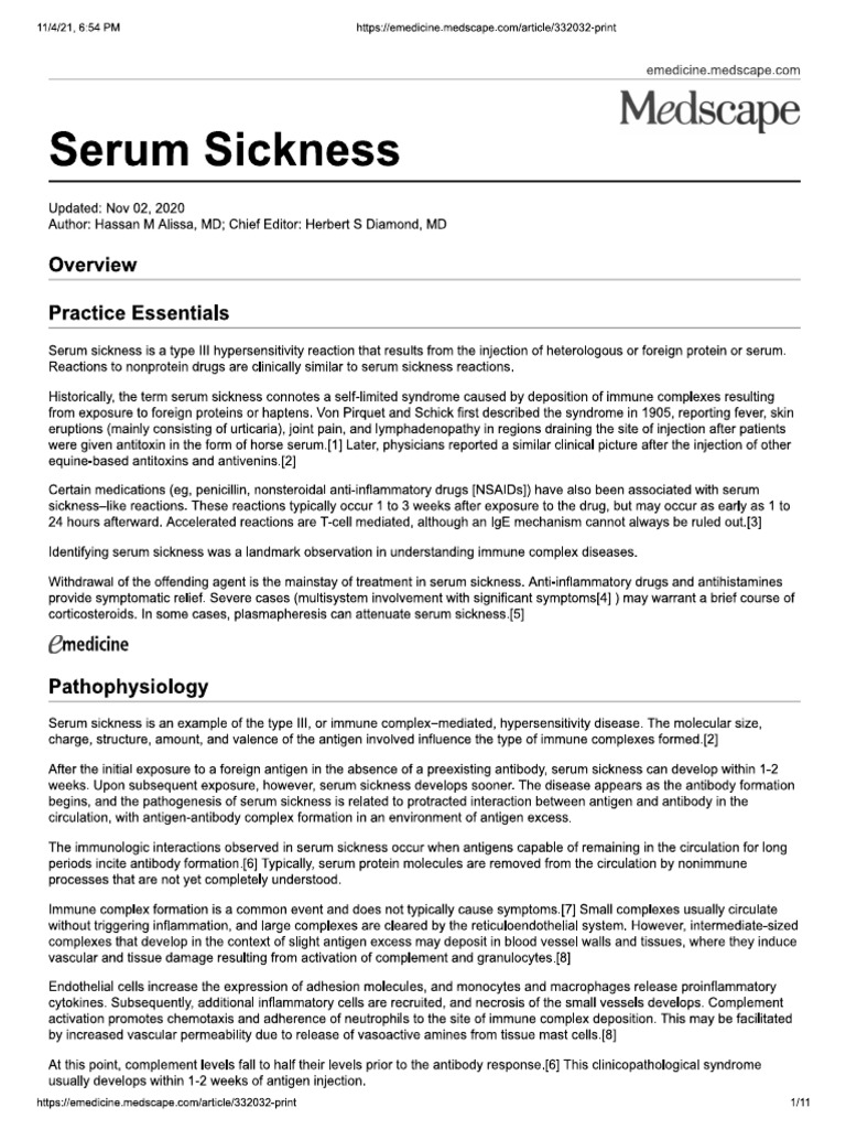 Serum Sickness | PDF