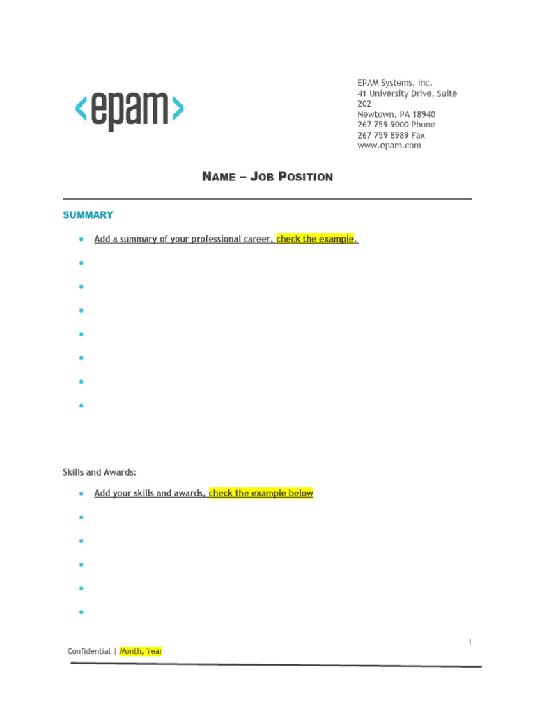 Template EPAM CV | PDF