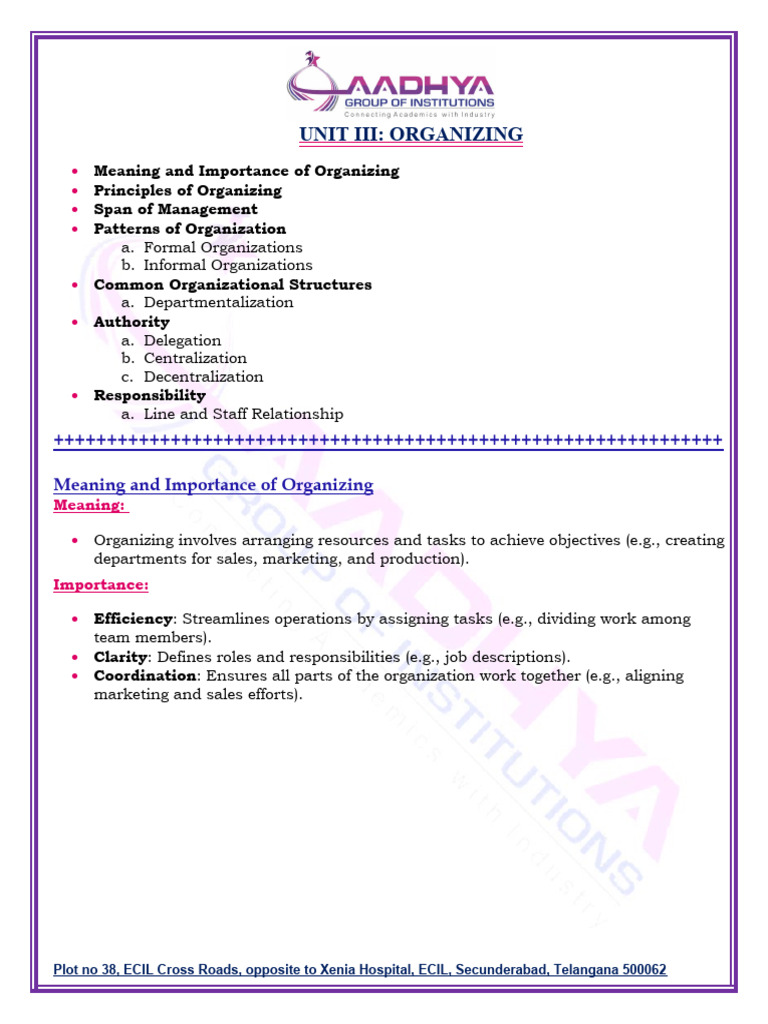 POM 1 - Unit 3 | PDF | Employment | Organizational Structure