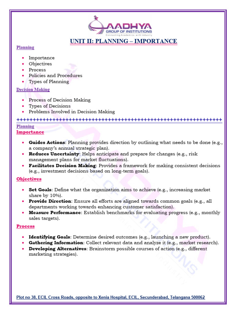 POM 1 - Unit 2 | PDF | Decision Making | Policy