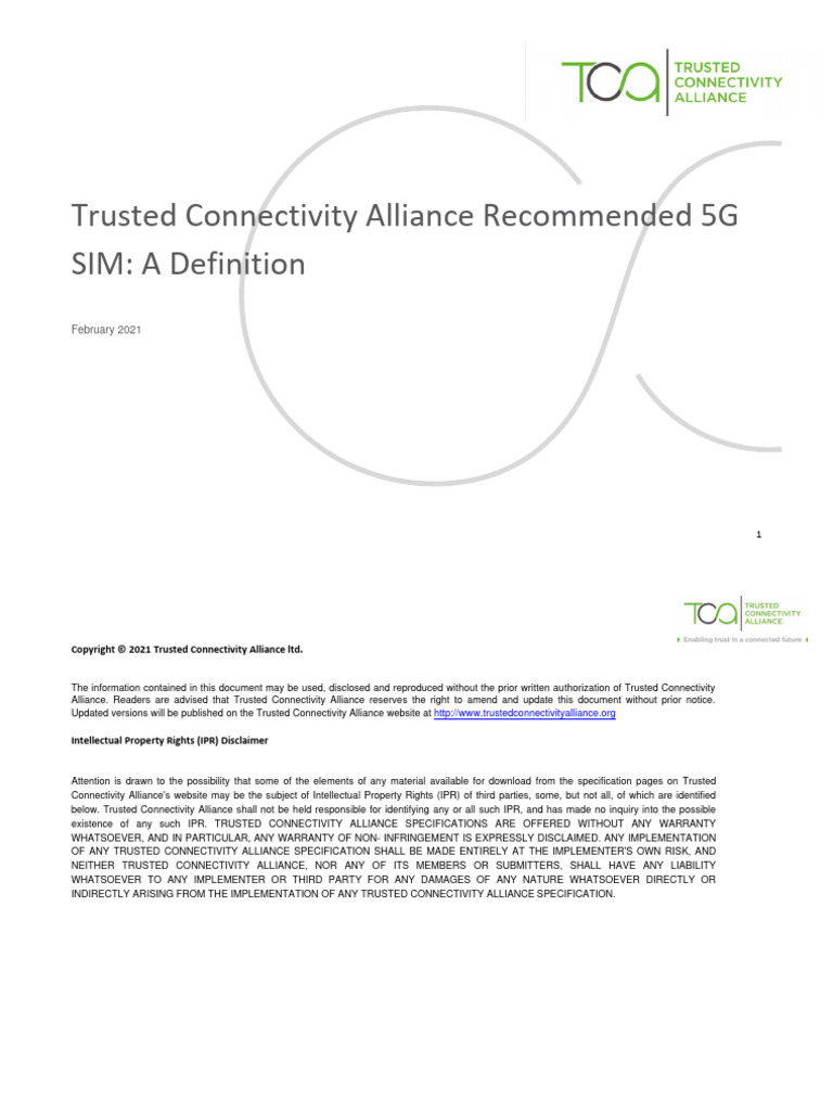 Trusted Connectivity Alliance 5G SIM - FINAL | PDF | Ip Multimedia Subsystem | Computer Network