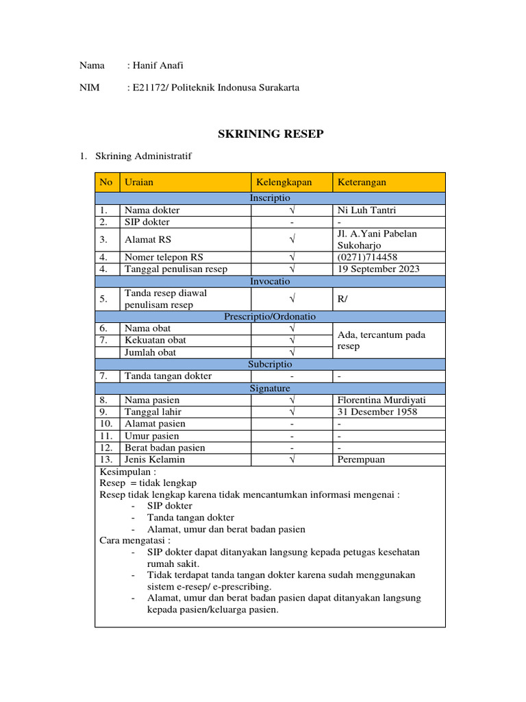 Skrining Dan Edukasi Resep | PDF