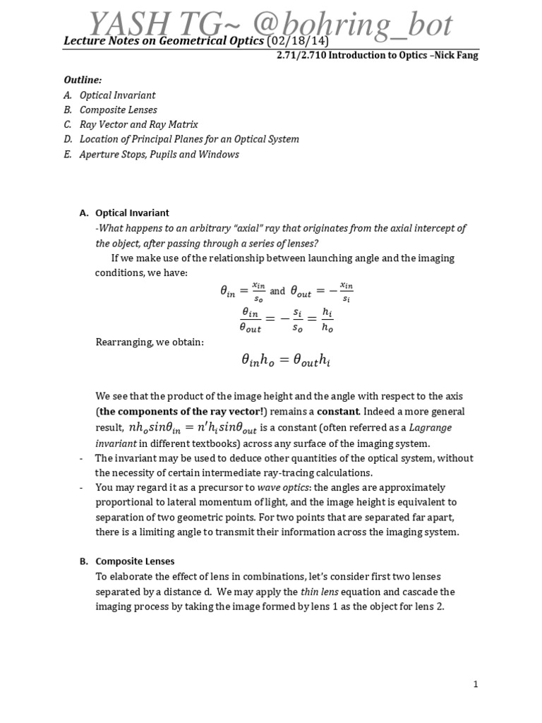 (@bohring - Bot) Optics Mit 2 | PDF | Optics | Aperture