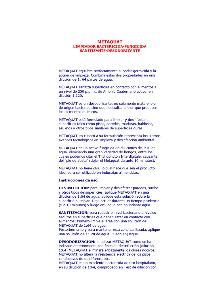 Metaquat | PDF | Agua | Detergente