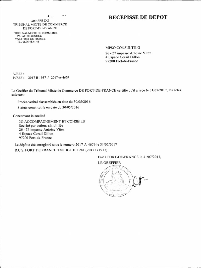 3g Accompagnement Et Conseils - Actes Du 31-07-2017 2 | PDF
