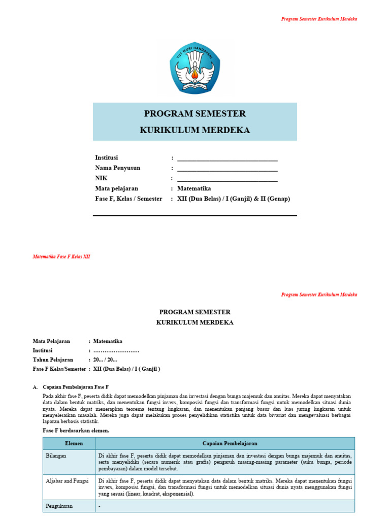 PROMES Kurikulum Merdeka | PDF | Metode & Bahan Ajar | Seni