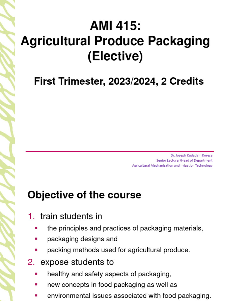 AMI 415 Packaging of Agric Produce 2 | PDF | Polyethylene | Polystyrene